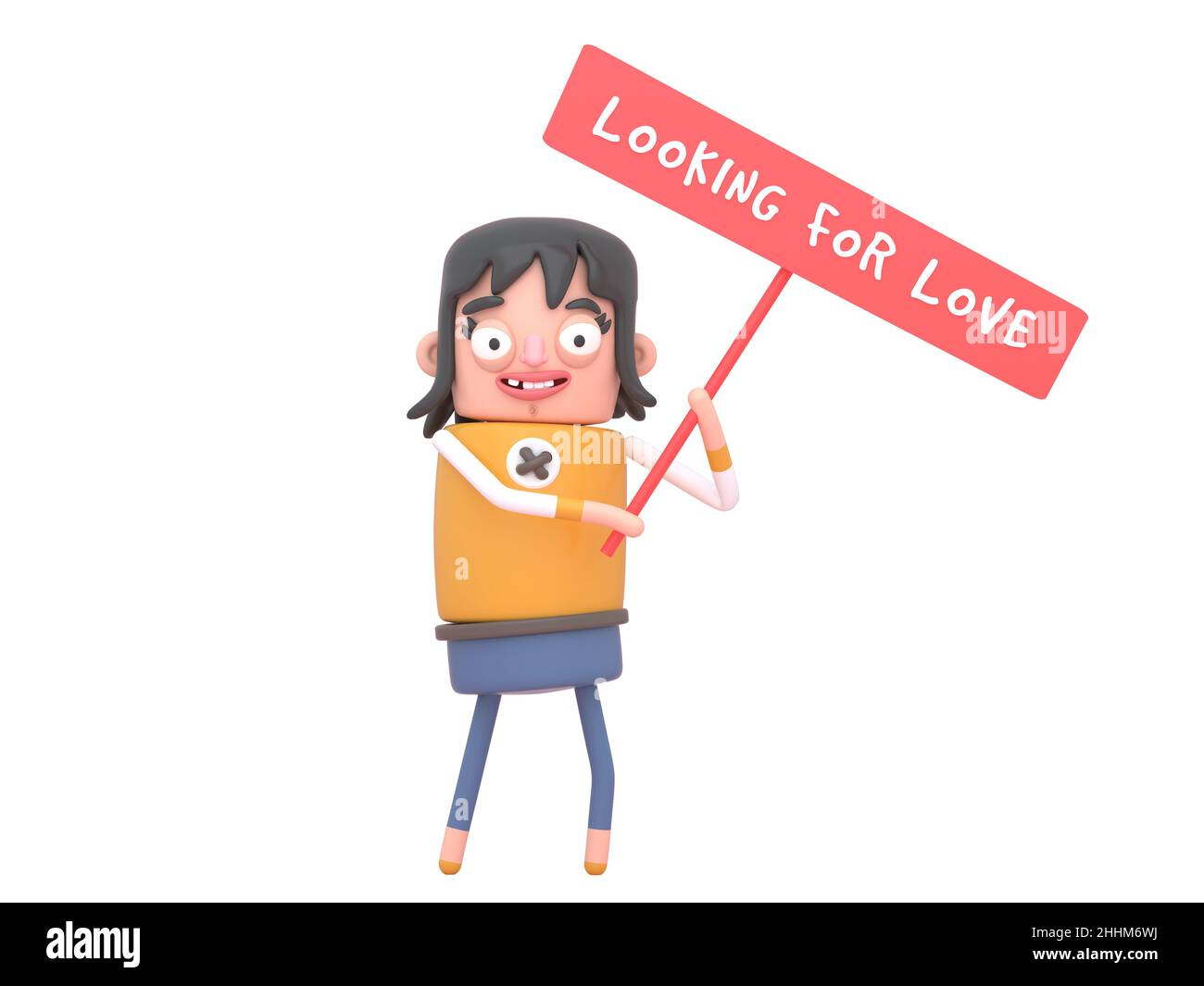 Lovely character holding a love banner. 3d illustration. Isolated Stock ...