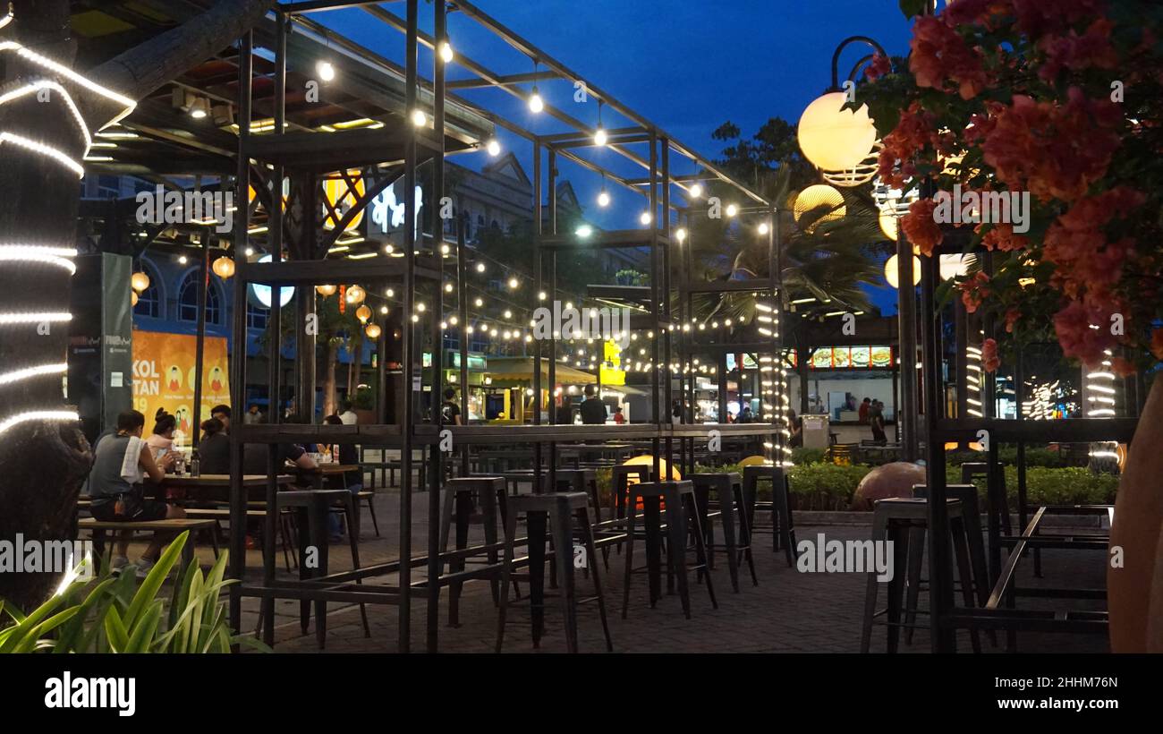 Street Food Area 1 at night, Pantai Maju PIK 2, North Jakarta Stock ...