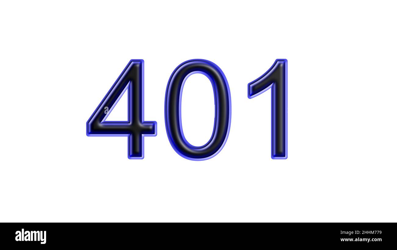 blue 401 number 3d effect white background Stock Photo - Alamy