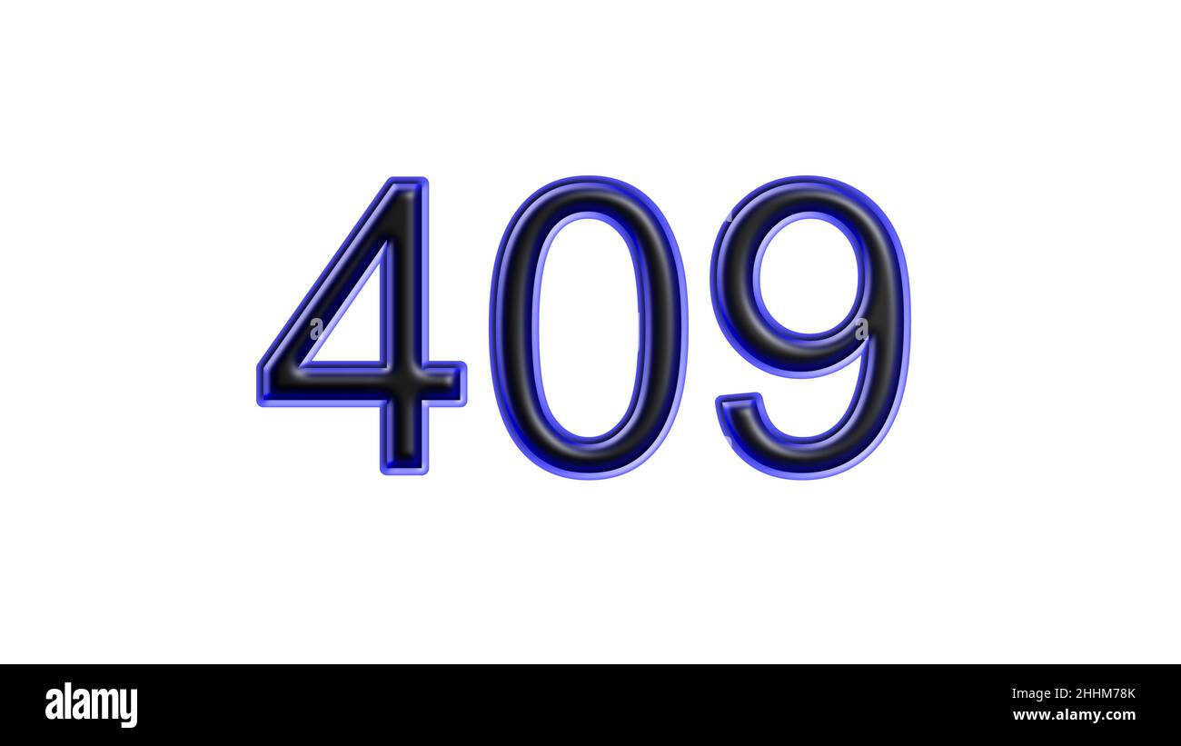 blue 409 number 3d effect white background Stock Photo - Alamy