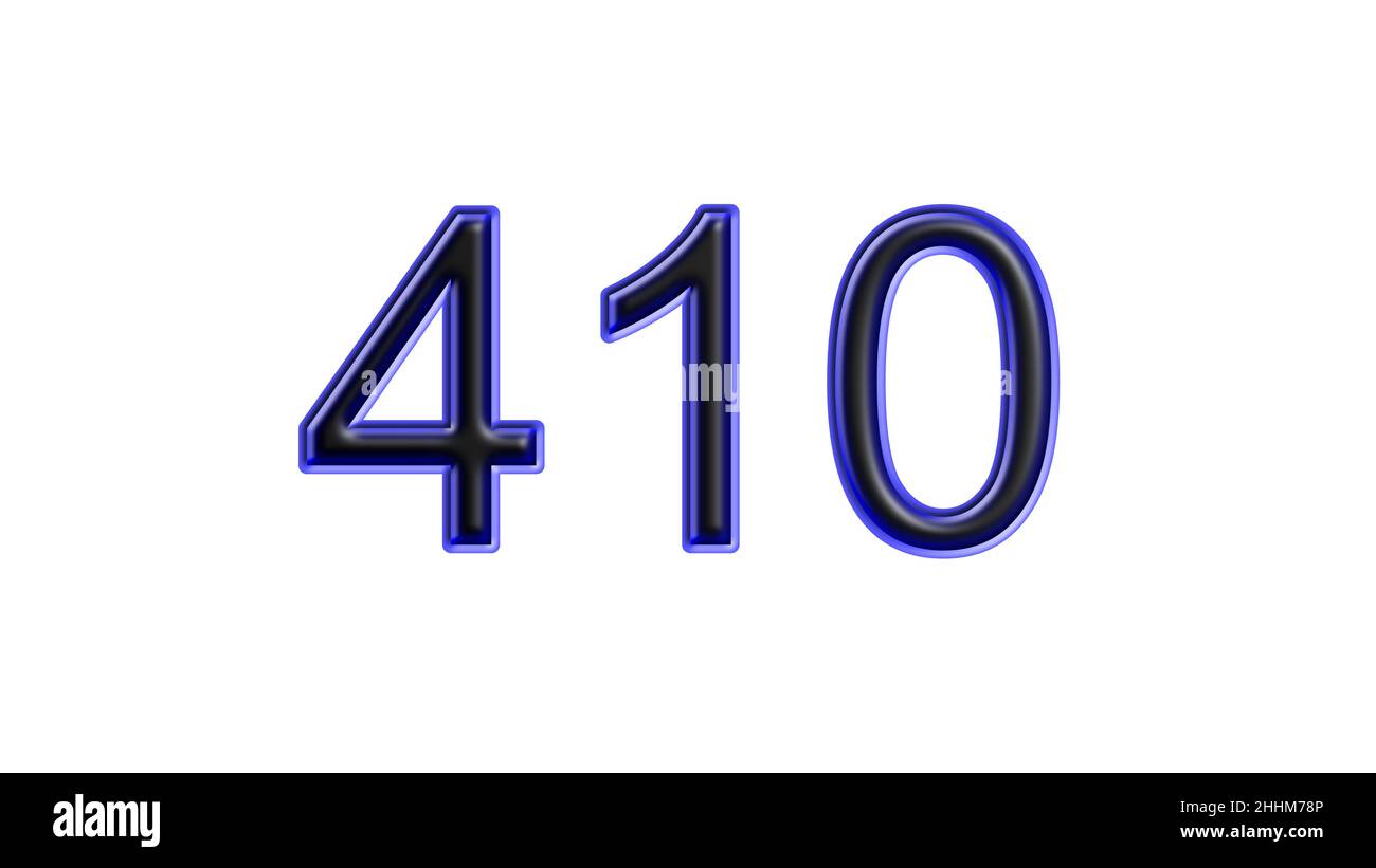 blue 410 number 3d effect white background Stock Photo - Alamy