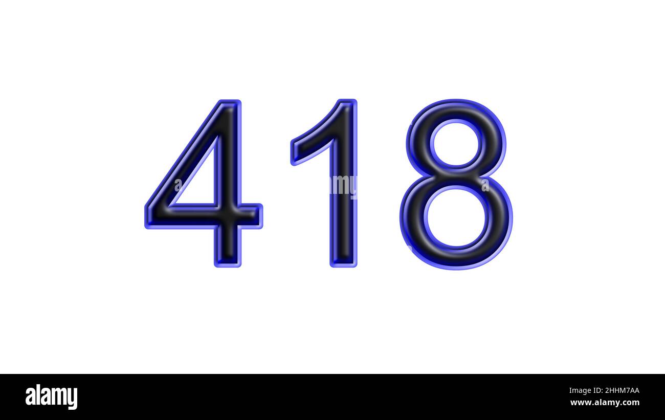 blue 418 number 3d effect white background Stock Photo - Alamy
