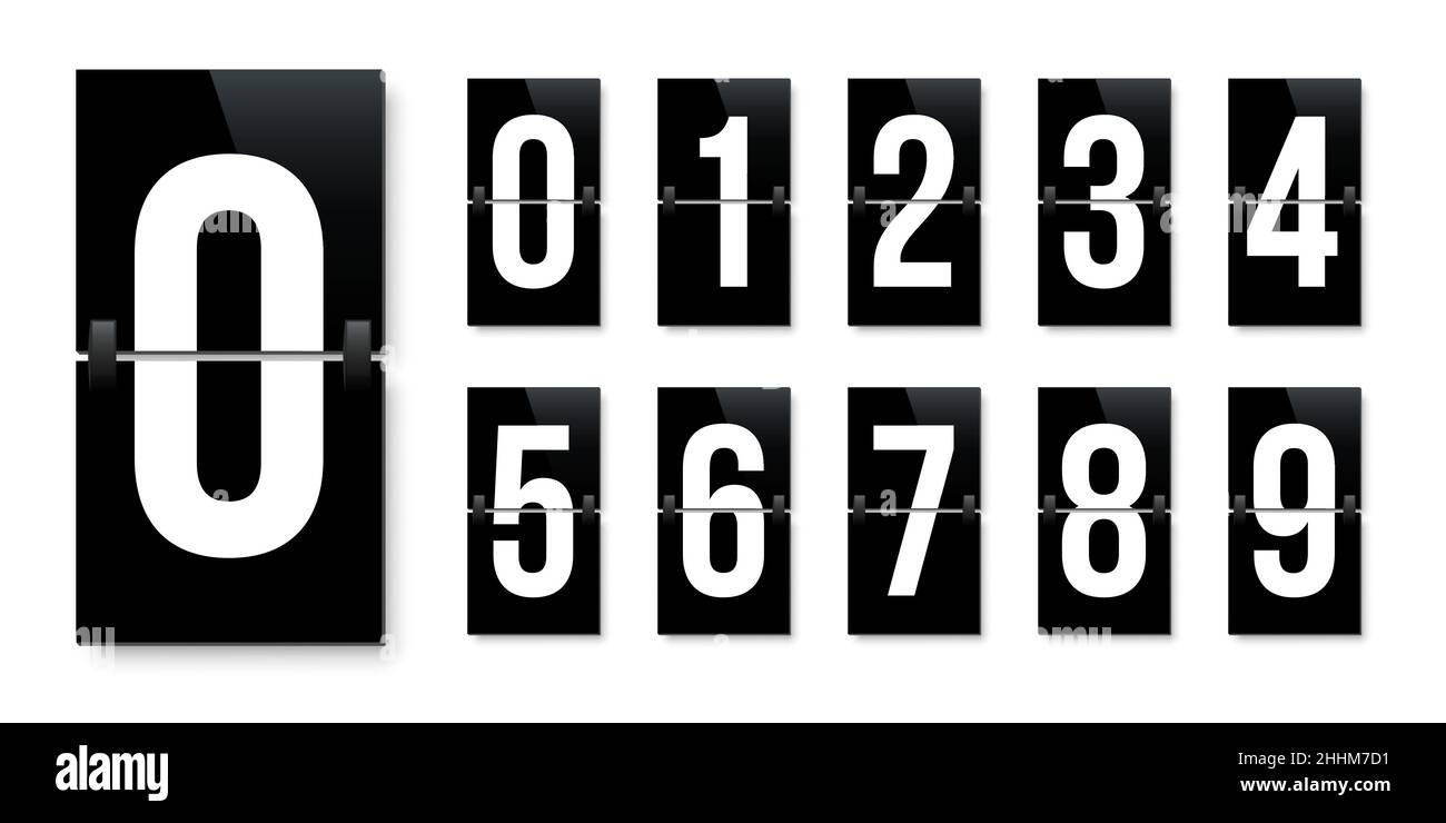 Flip board style numbers vector illustration. Airport terminal, arrival ...