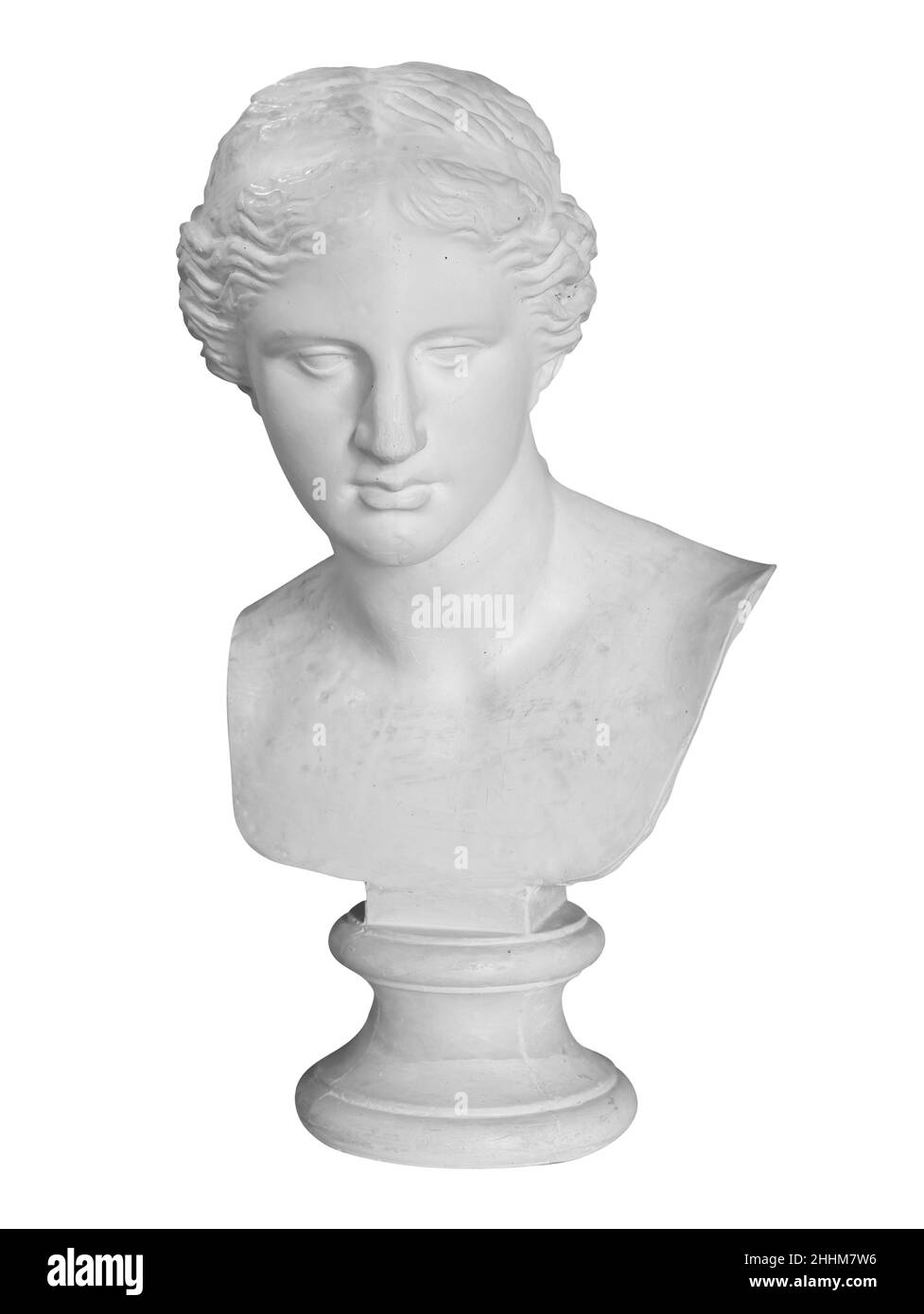 Gypsum copy of ancient statue Venus head isolated on white background ...