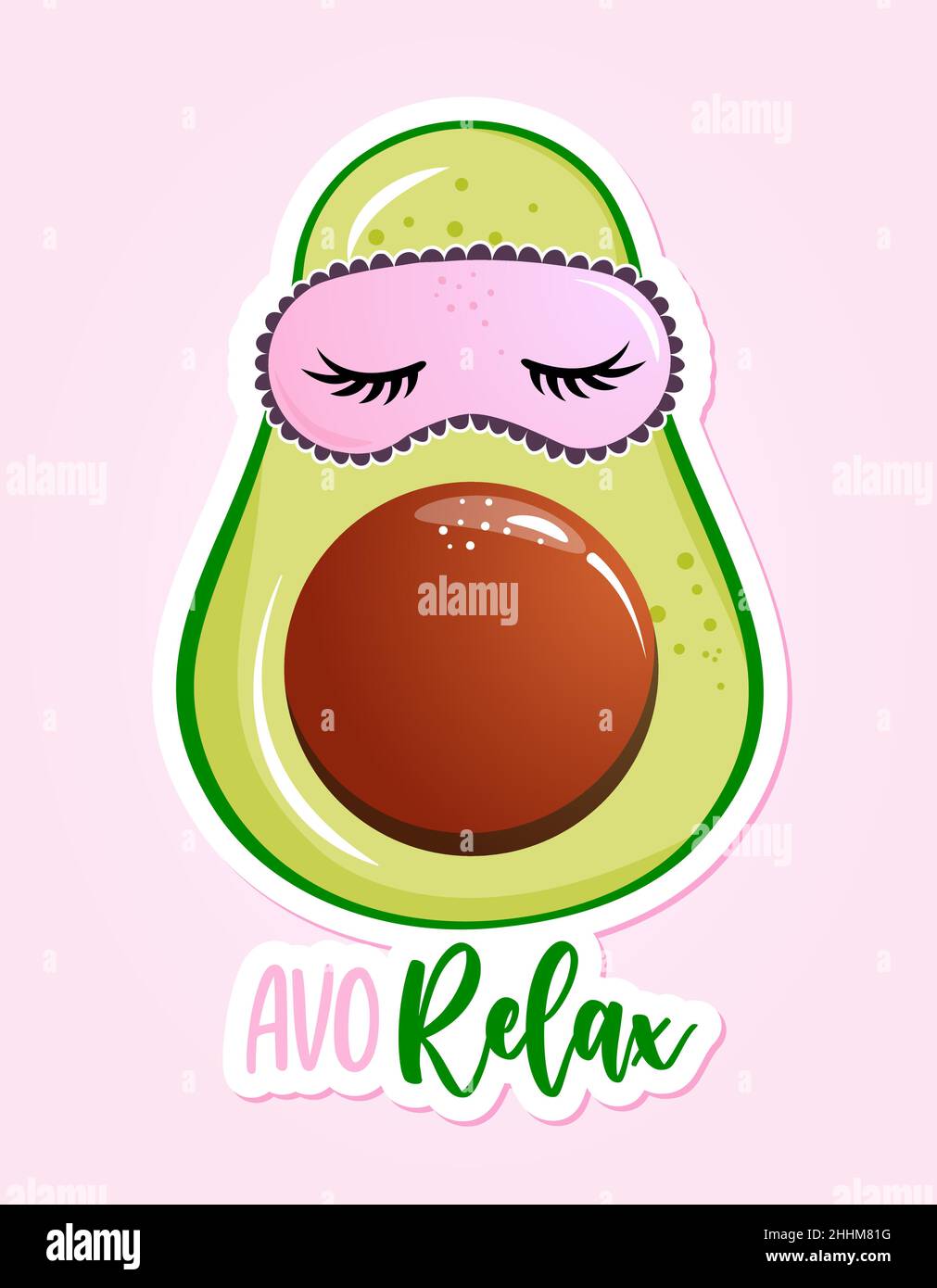Avo Relax - Cute hand drawn avocado in beauty mask illustration kawaii ...