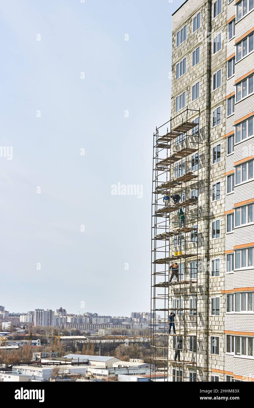 Construction and installation works. Dangerous work. Installation of ...