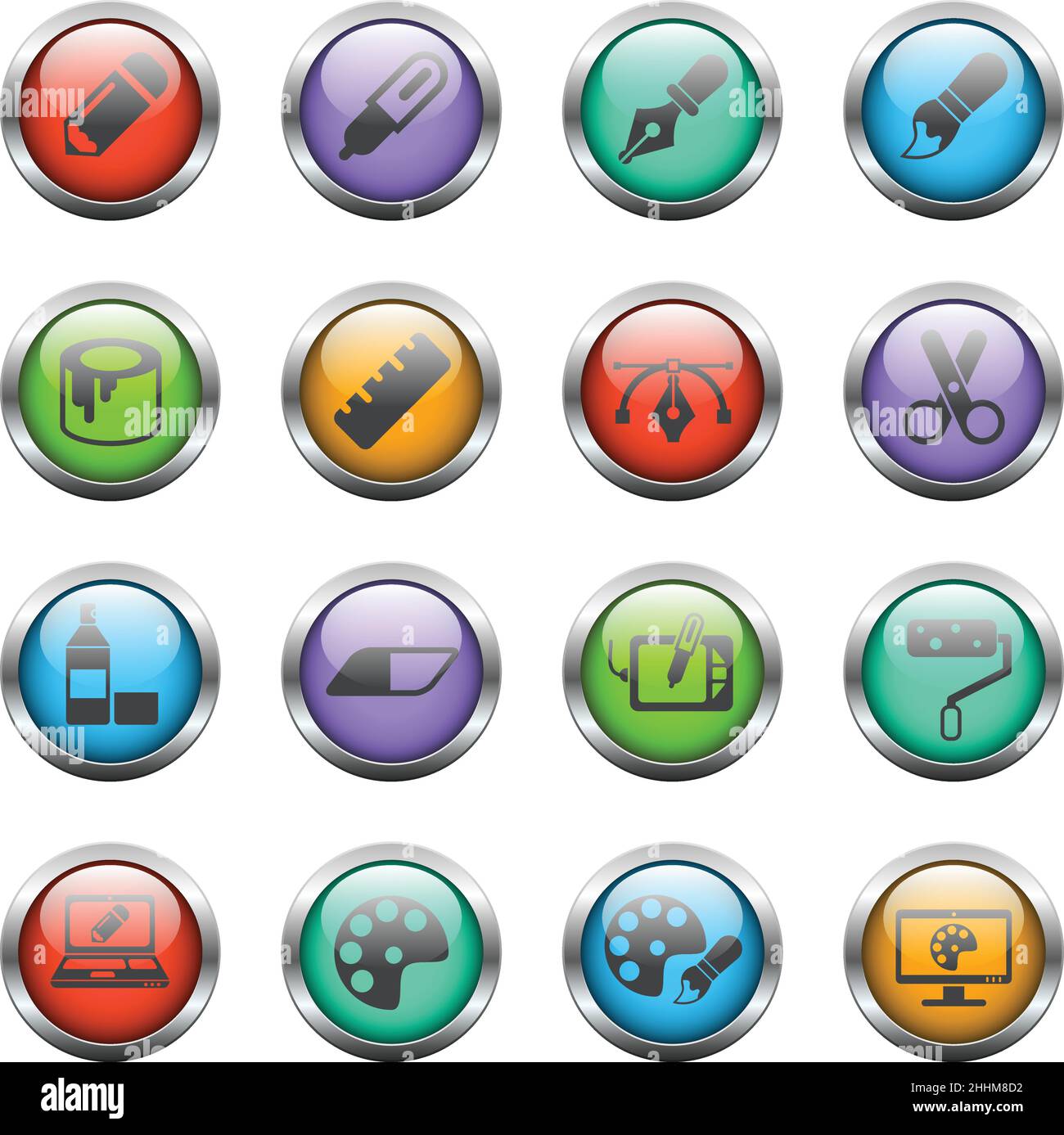 art tools vector icons on color glass buttons Stock Vector Image & Art ...