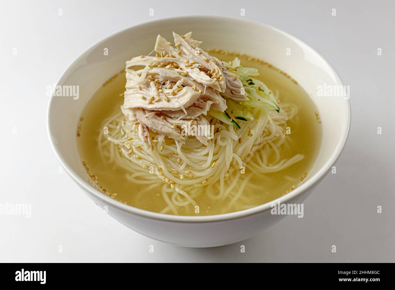 Chicken cold noodles on a white background Stock Photo - Alamy