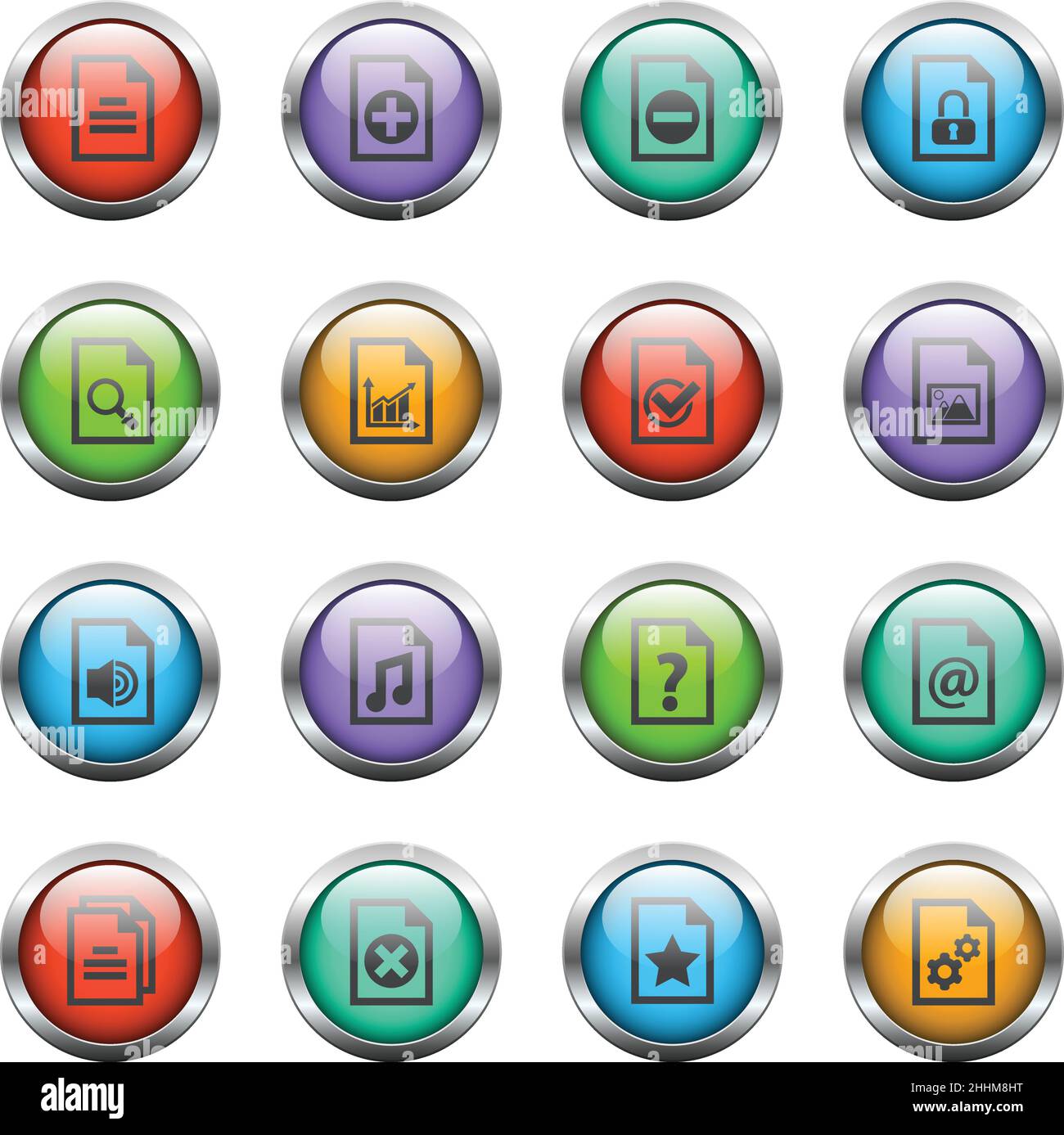 documents vector icons on color glass buttons Stock Vector Image & Art ...