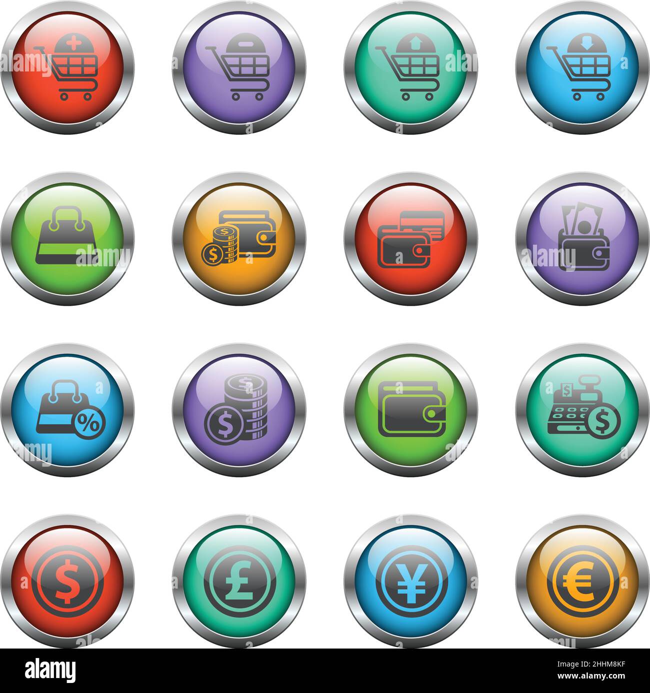 e-commerce vector icons on color glass buttons Stock Vector Image & Art ...