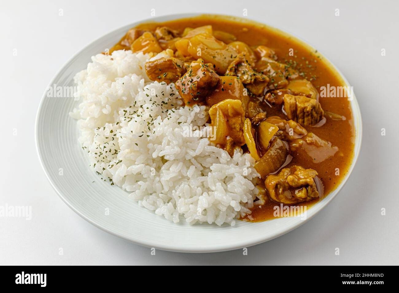 curry rice on white background Stock Photo - Alamy