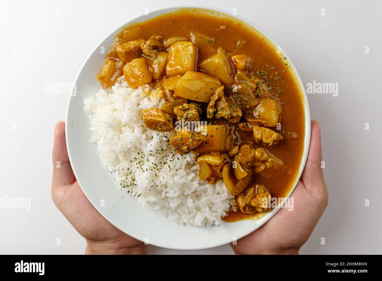 curry rice on white background Stock Photo - Alamy