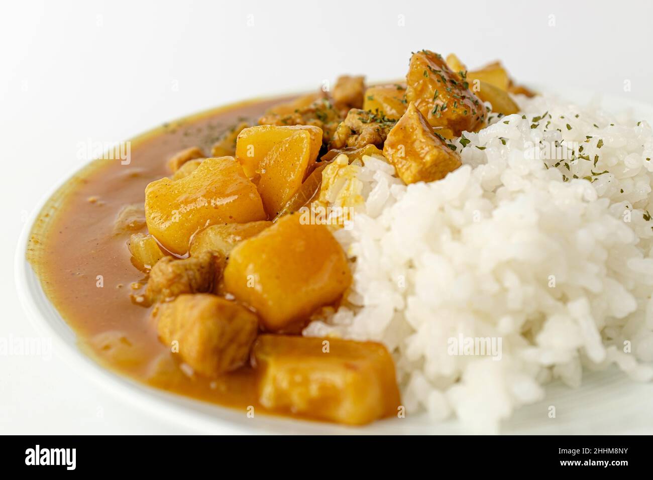 curry rice on white background Stock Photo - Alamy