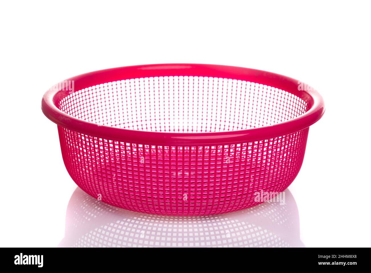 plastic round sieve of red color on white isolated background Stock ...