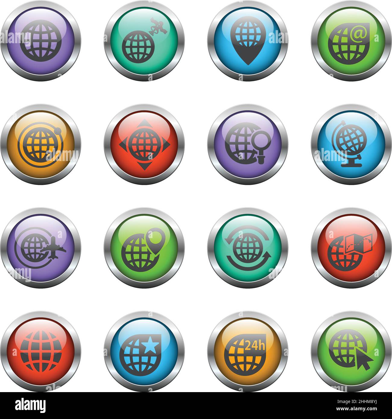 globes vector icons on color glass buttons Stock Vector Image & Art - Alamy