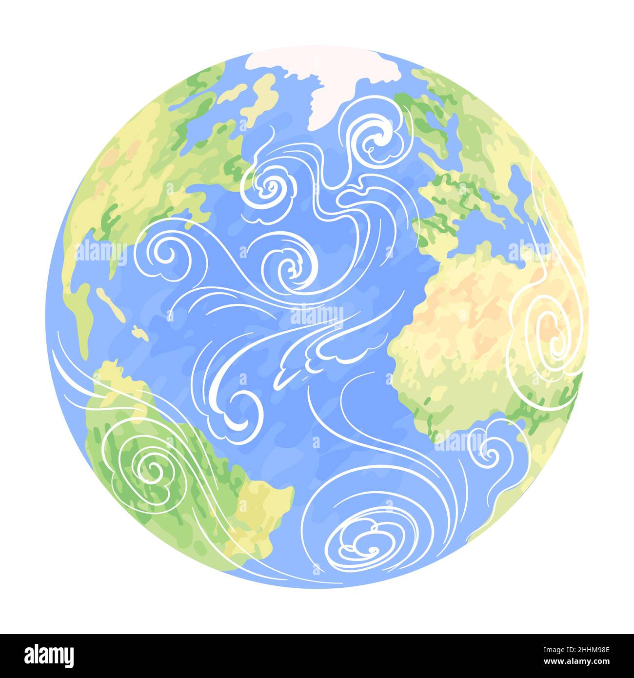 Planet Earth, Atlantic Ocean air masses movement Stock Vector Image ...