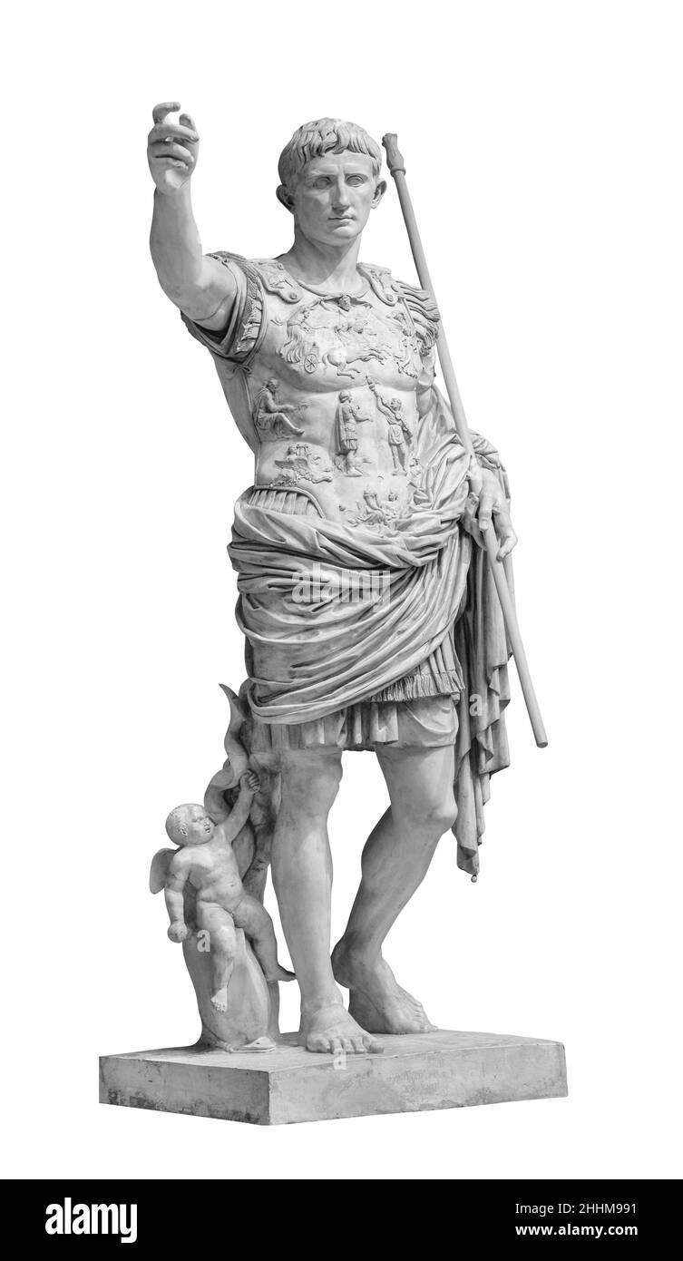 Roman emperor Caesar Augustus from Prima Porto statue isolated over ...