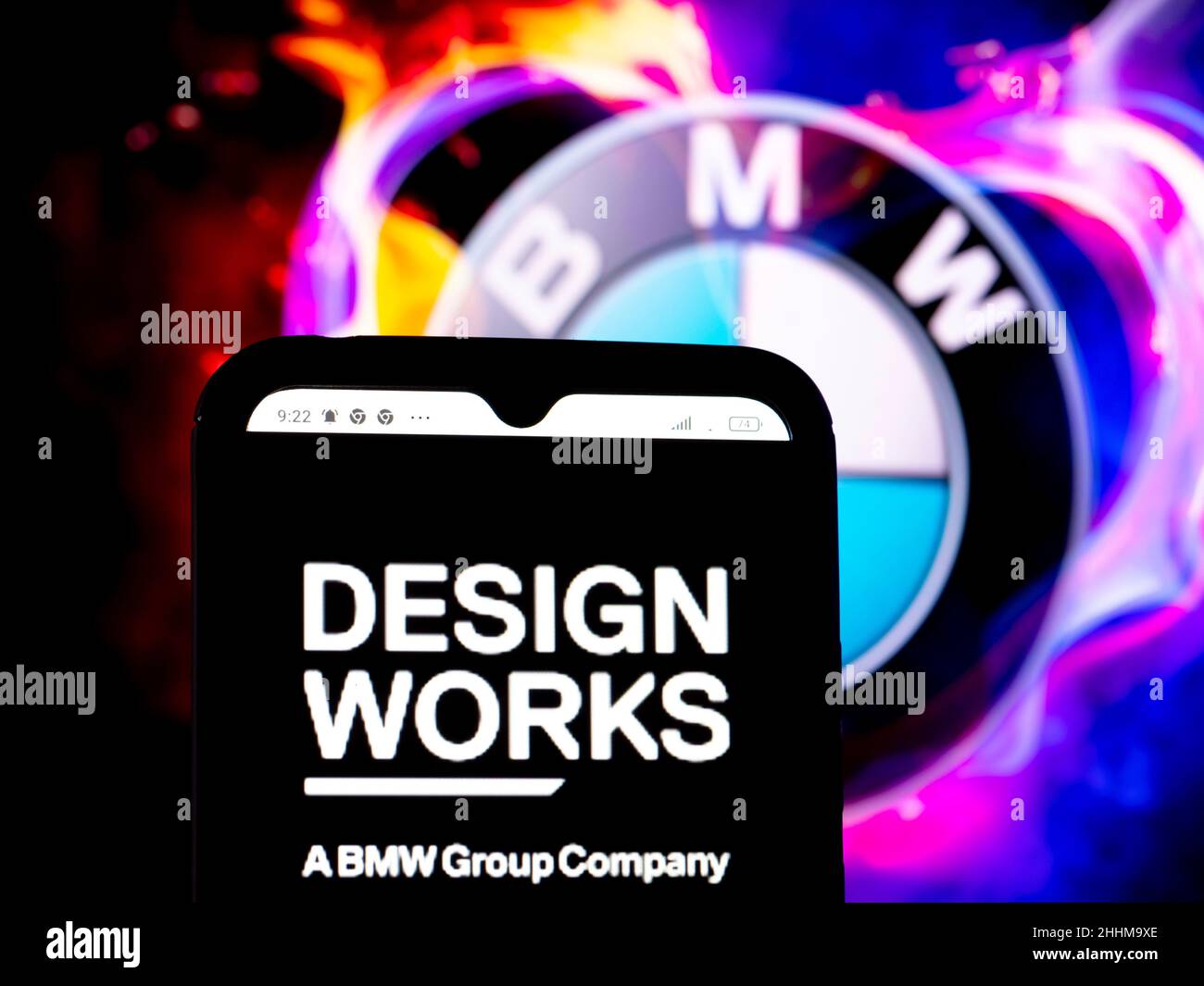 In this photo illustration, the Design Works logo is seen displayed on ...