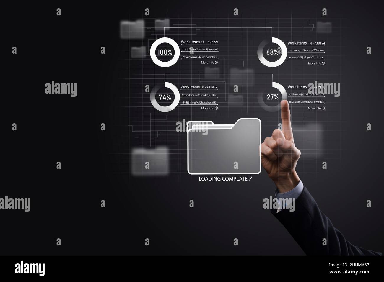 Business developer hand using board framework on virtual modern computer showing innovation ...