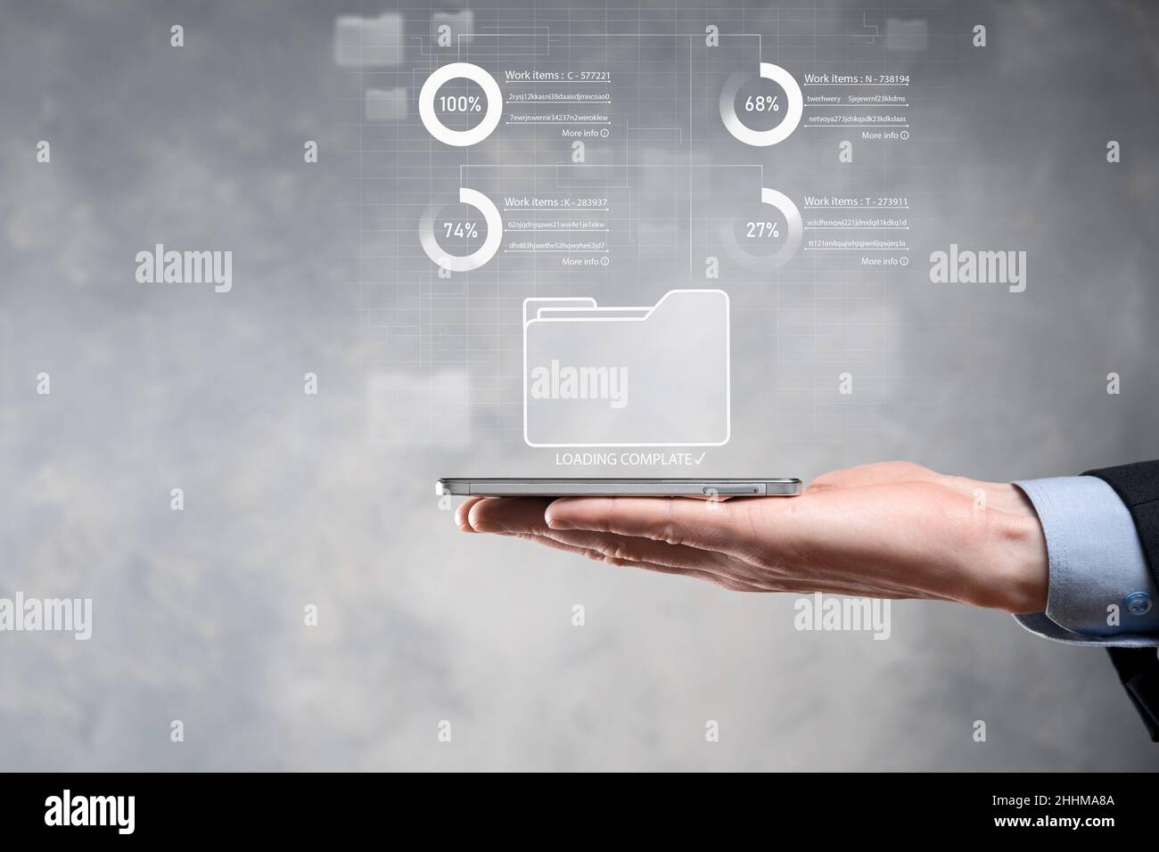 Business developer hand using board framework on virtual modern computer showing innovation ...