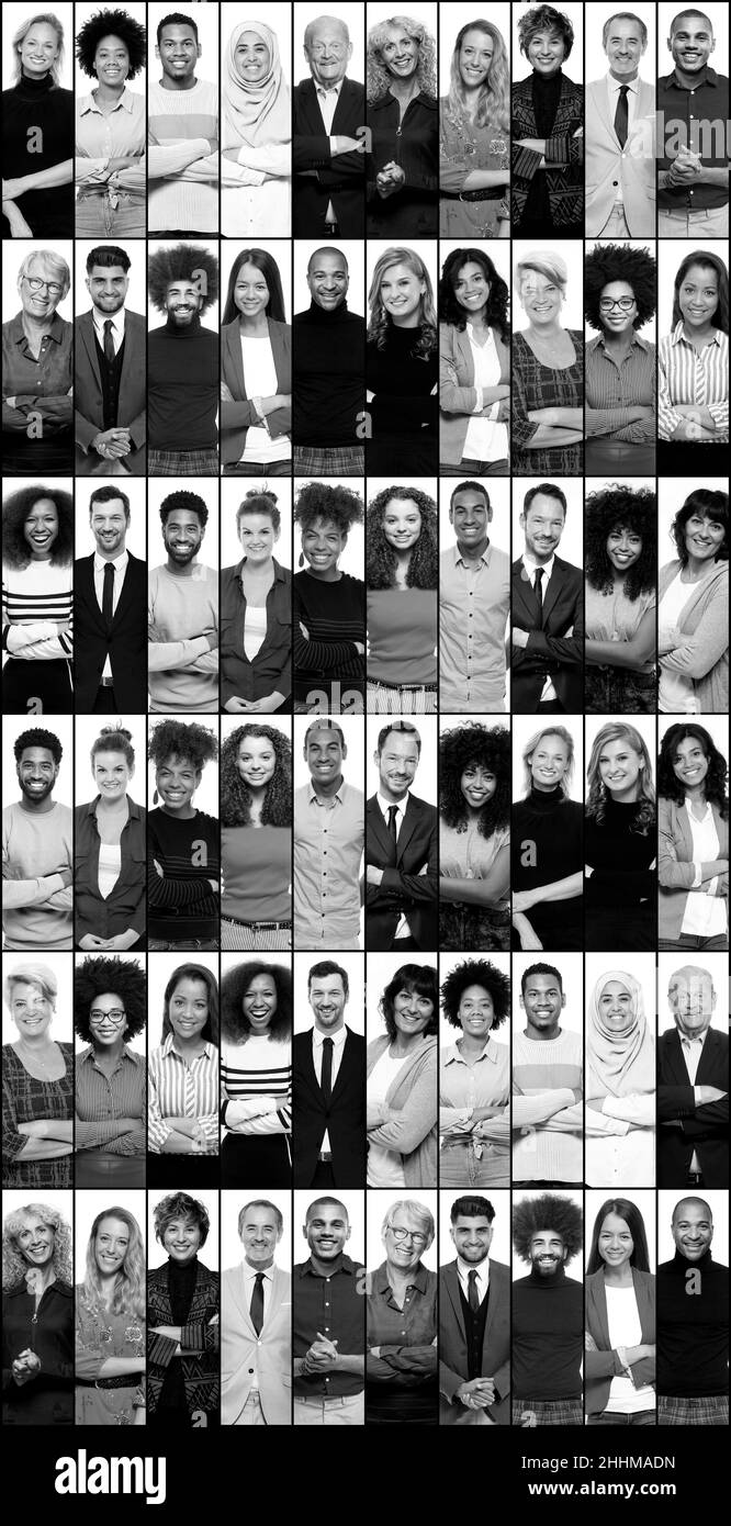Group of people in a collage Stock Photo - Alamy