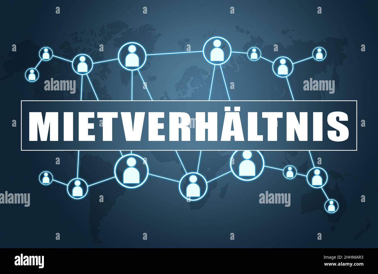 Mietverhältnis - german word for tenancy - text concept on blue ...