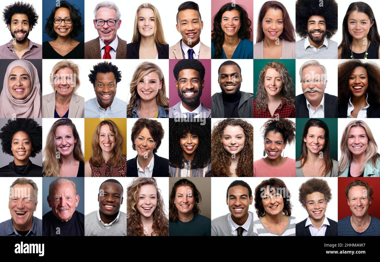 Group of people in a collage Stock Photo - Alamy