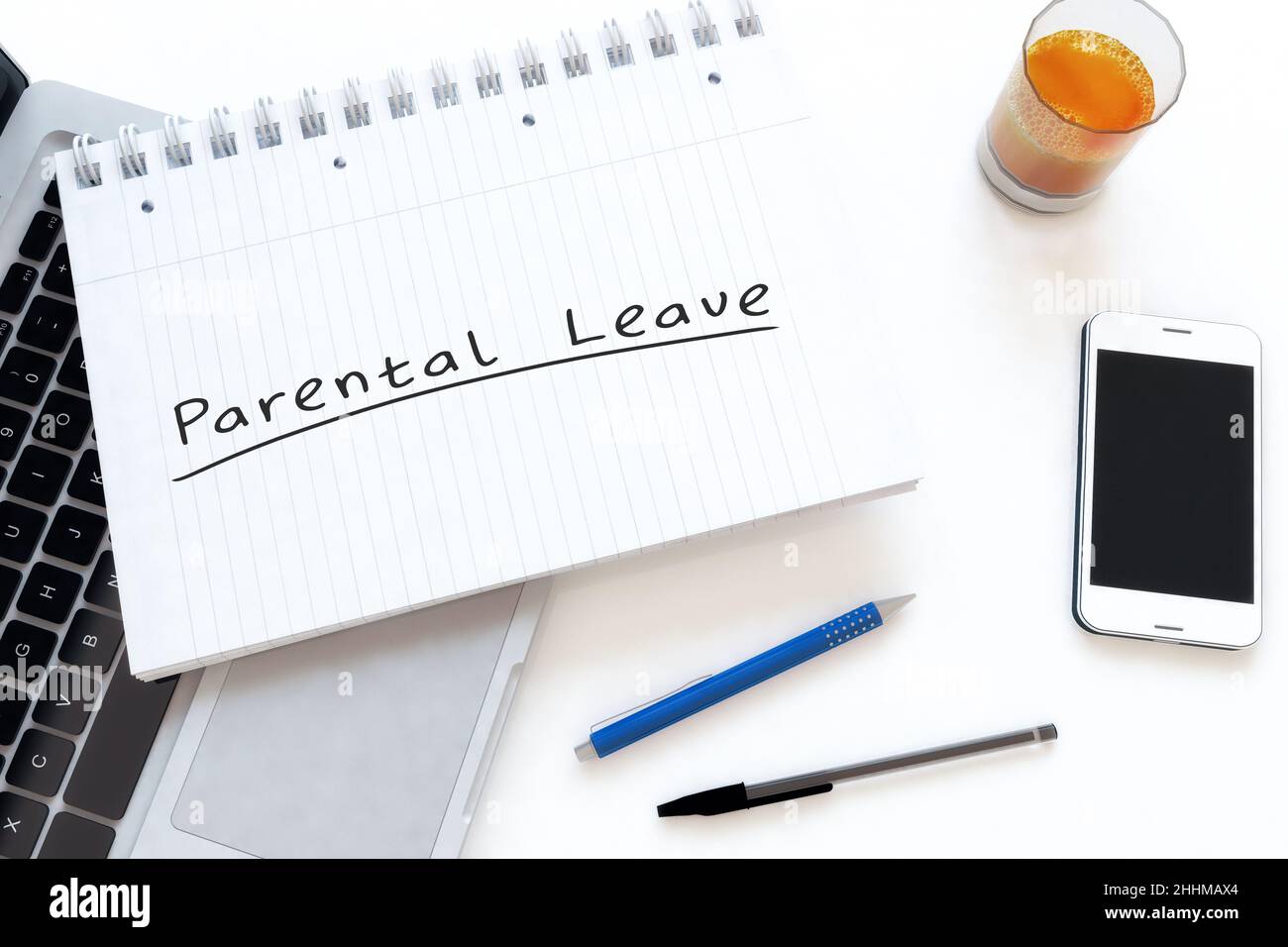 Parental Leave - handwritten text in a notebook on a desk - 3d render ...