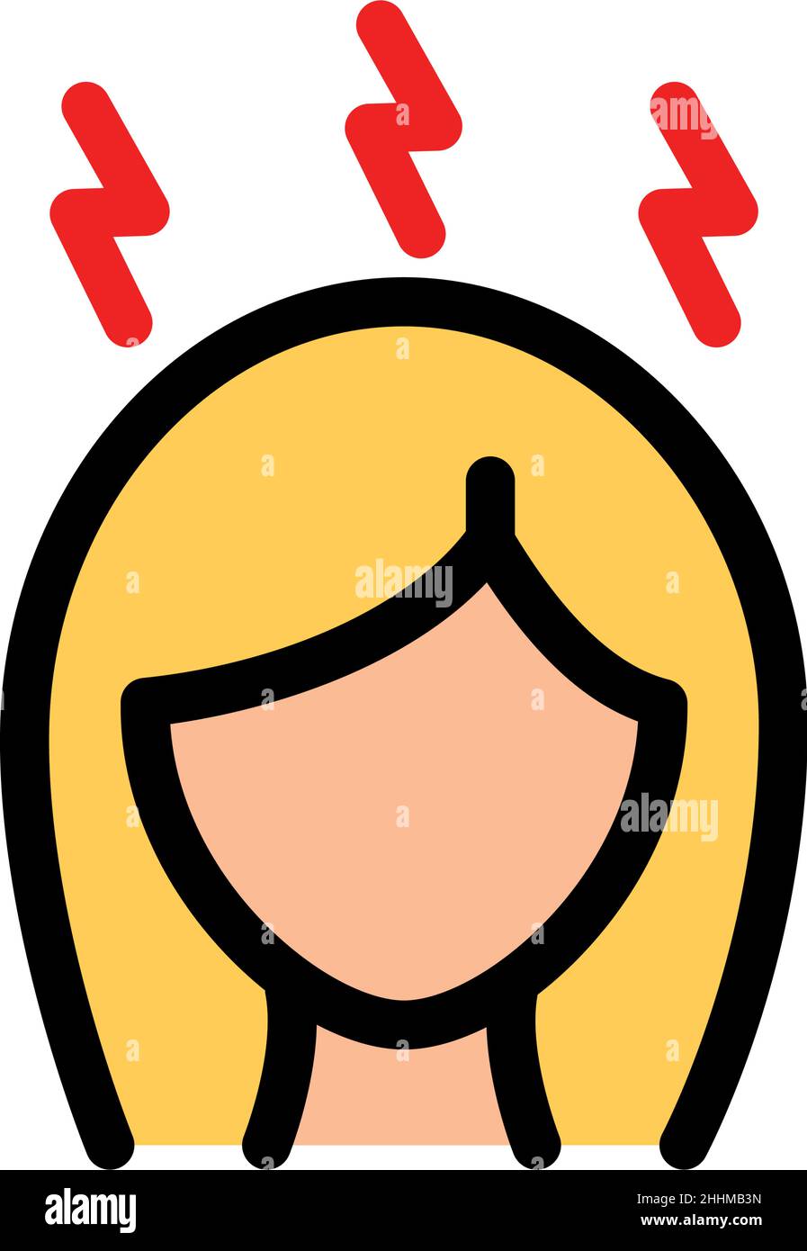 Woman with Headache flat style icon. Migraine color symbol isolated on ...