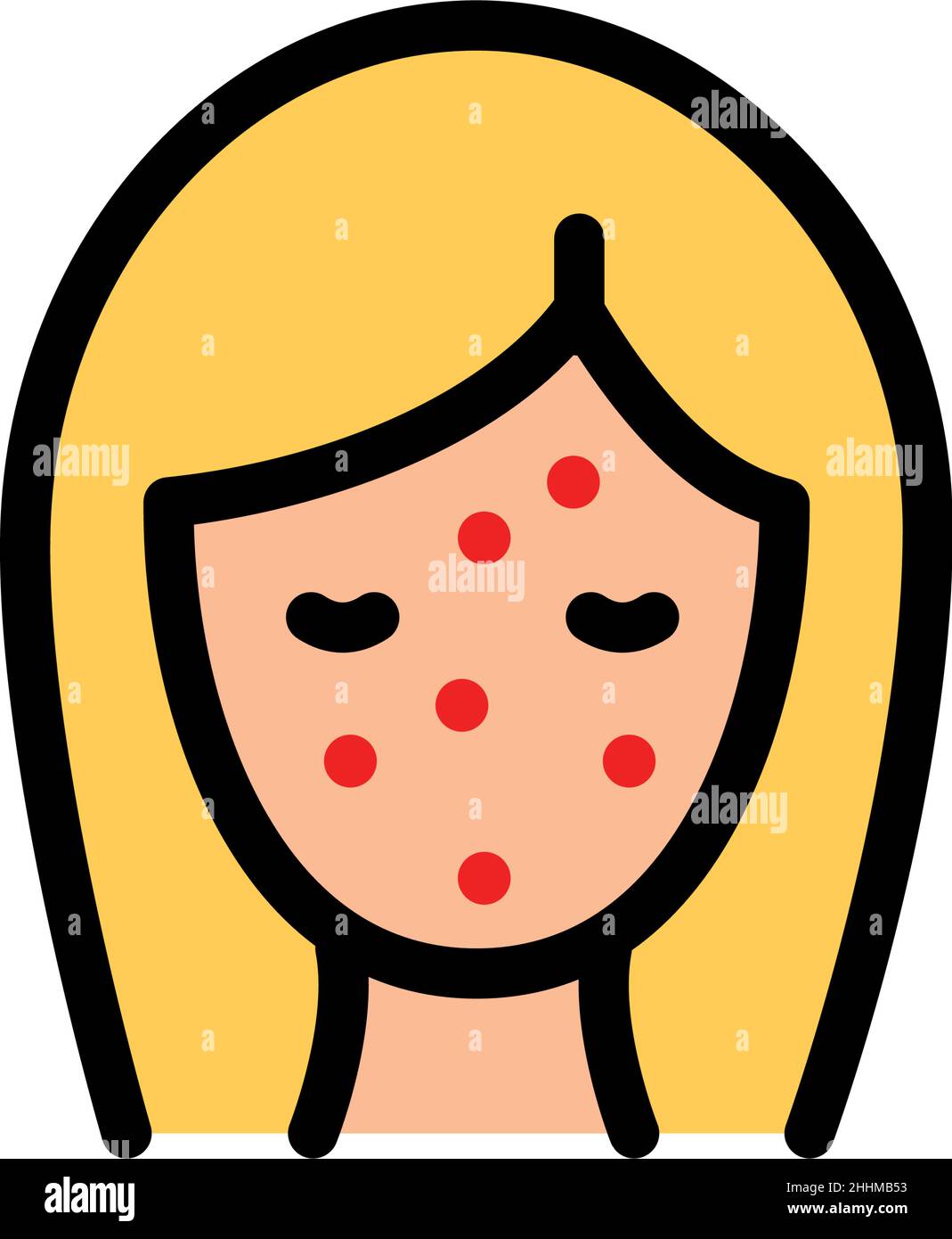 Girl with Pimples on Face flat Icon. Woman with Blackhead, Acne, Rash ...