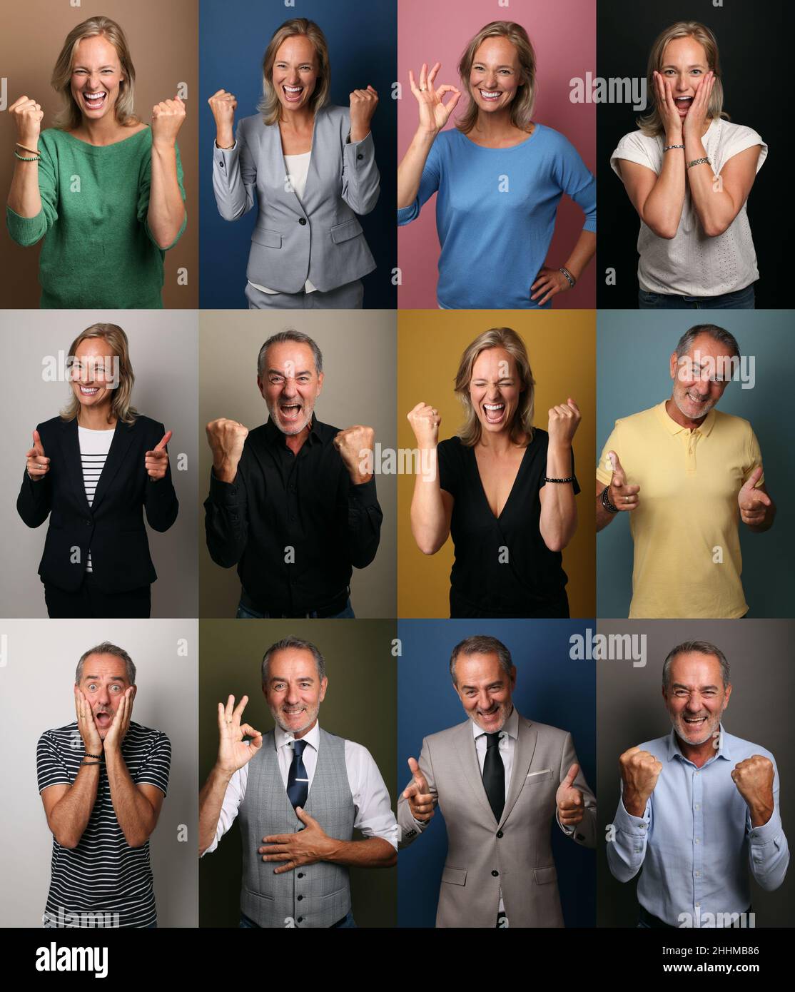Beautiful happy people in front of a background Stock Photo - Alamy