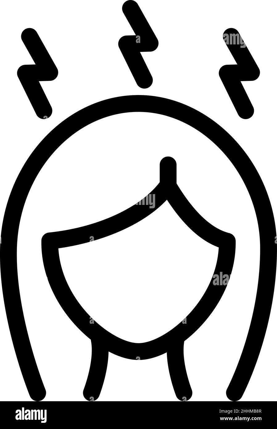 Woman with Headache outline style icon. Migraine symbol concept ...