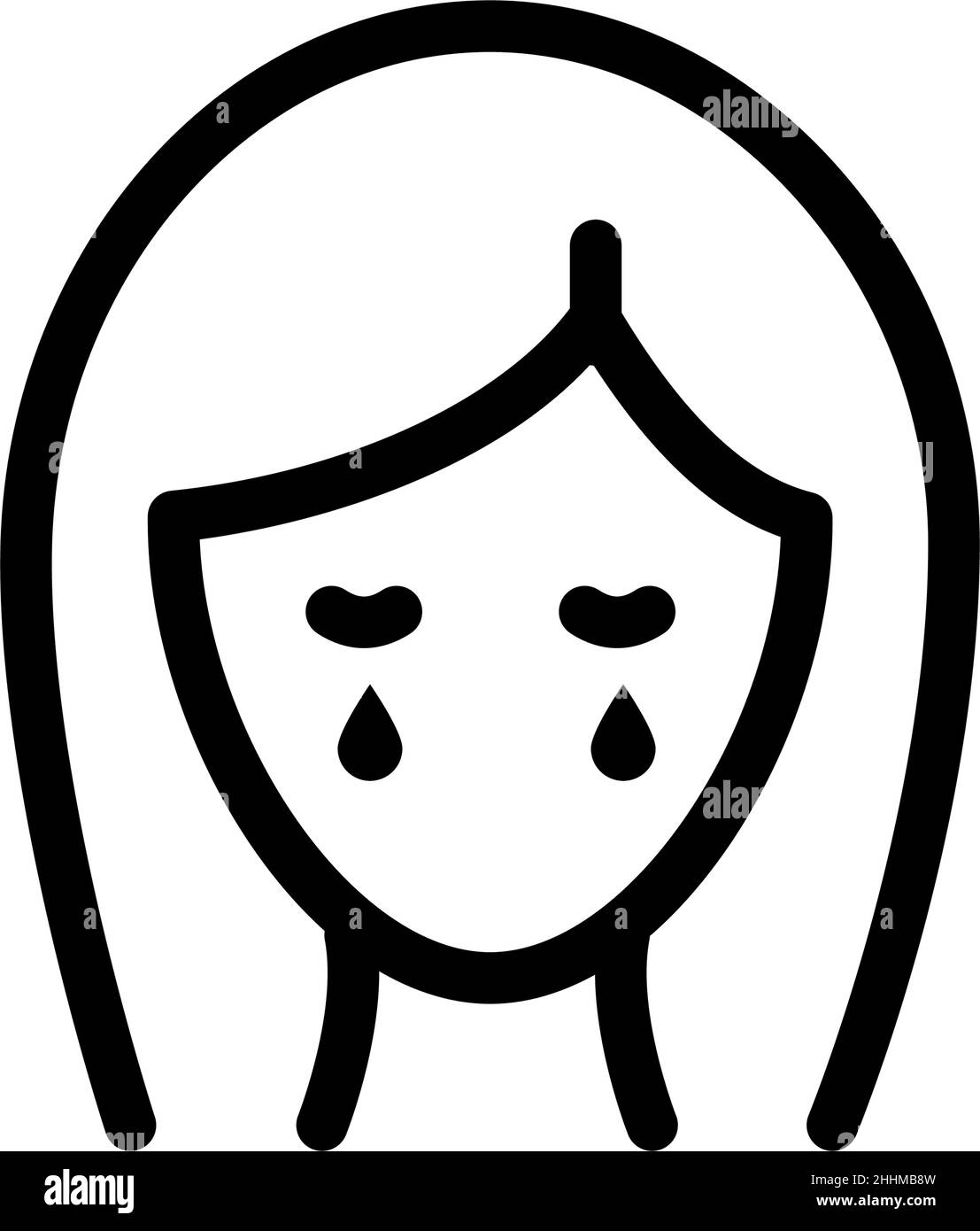 Woman crying, pms symptoms, emotions and mood. Outline icon in trendy ...