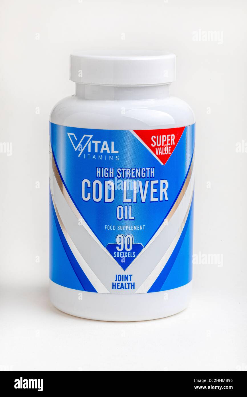 A jar of 90 cod liver oil capsules Stock Photo - Alamy