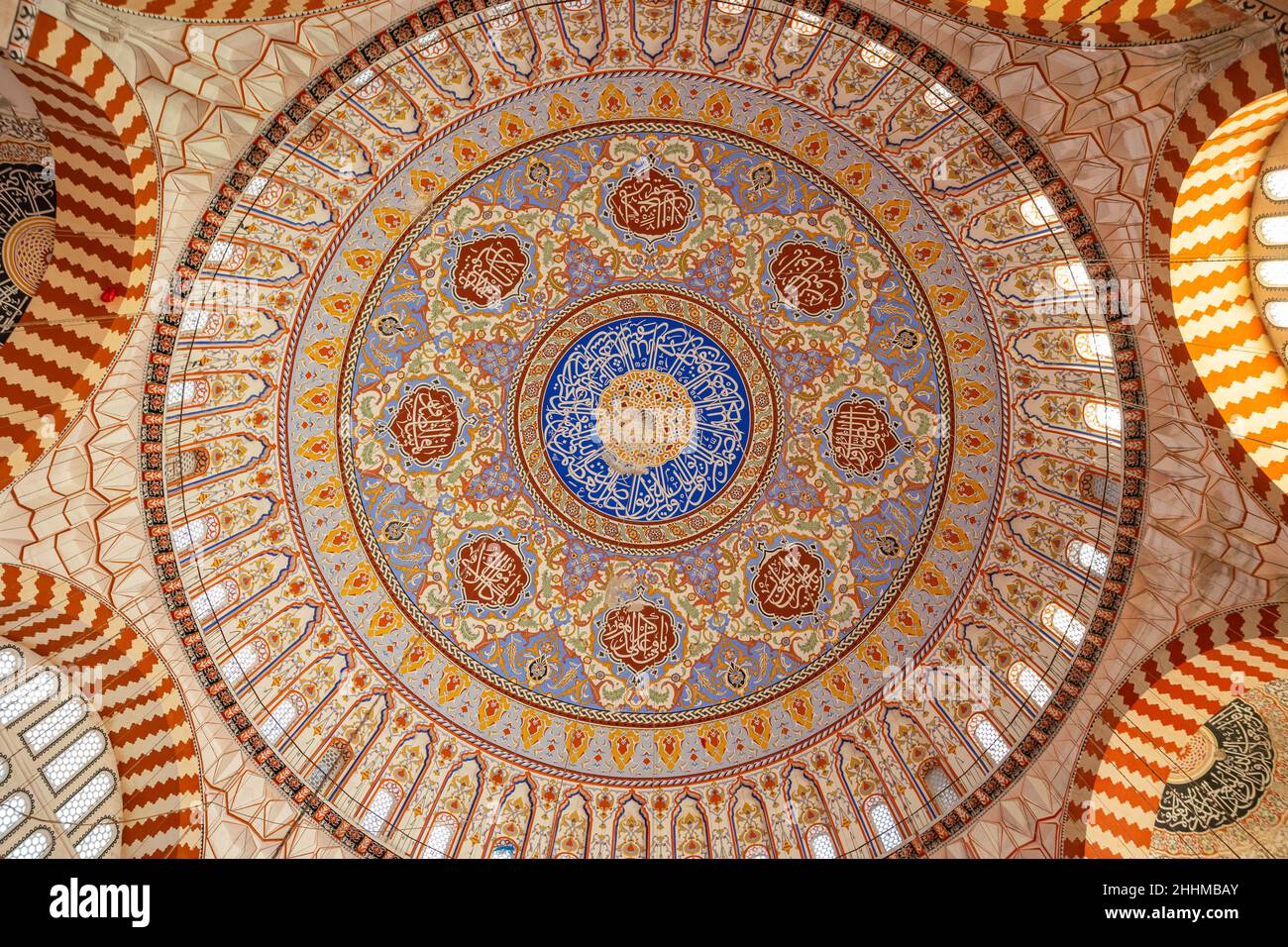 Islamic architecture. Dome of Edirne Selimiye Mosque. Ramadan or kandil ...