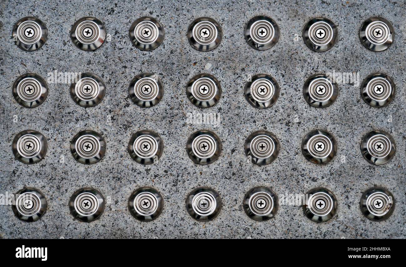 Warning bumps for blind people on sidewalk Stock Photo - Alamy