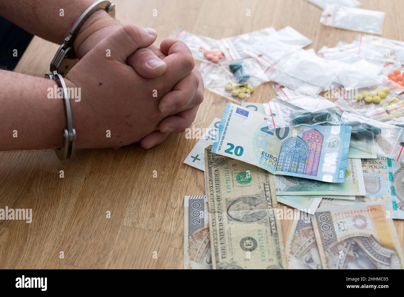 A criminal caught red-handed while dealing drugs in the city Stock ...