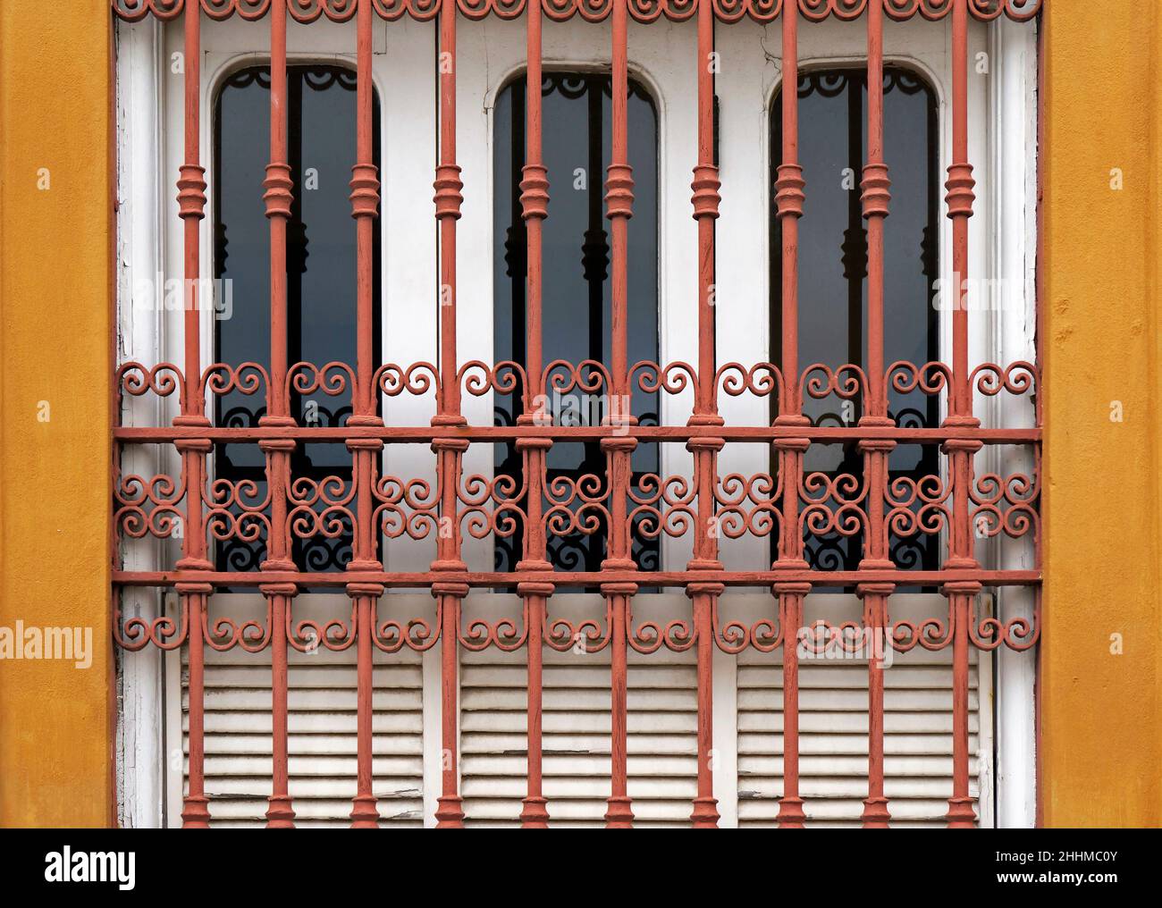 Ancient window with grid detail Stock Photo - Alamy