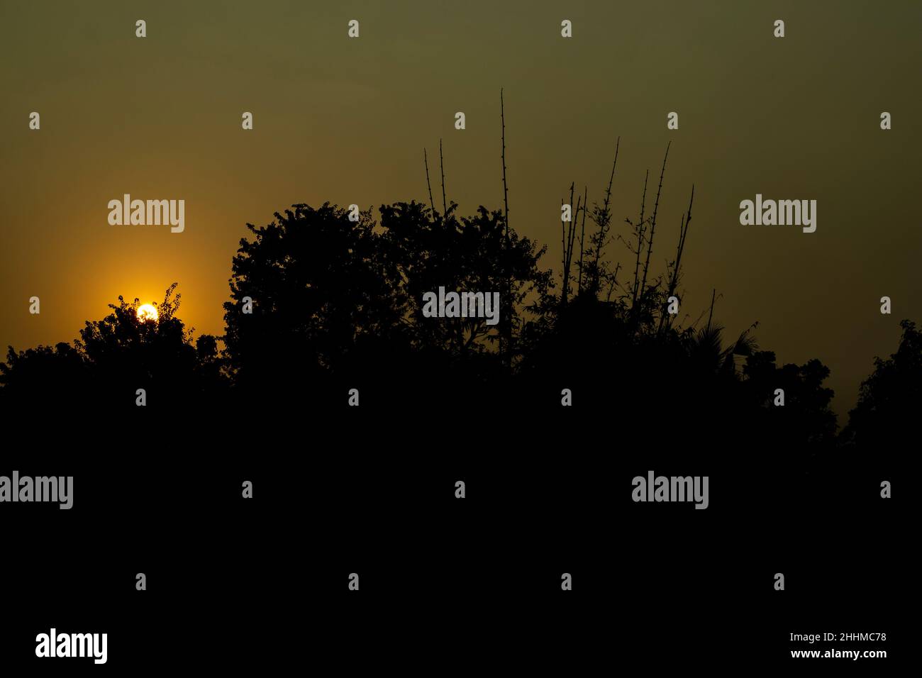 When the sun almost sets just before dusk when the golden radiant light ...