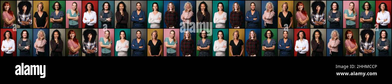 Beautiful happy women in front of a background Stock Photo - Alamy