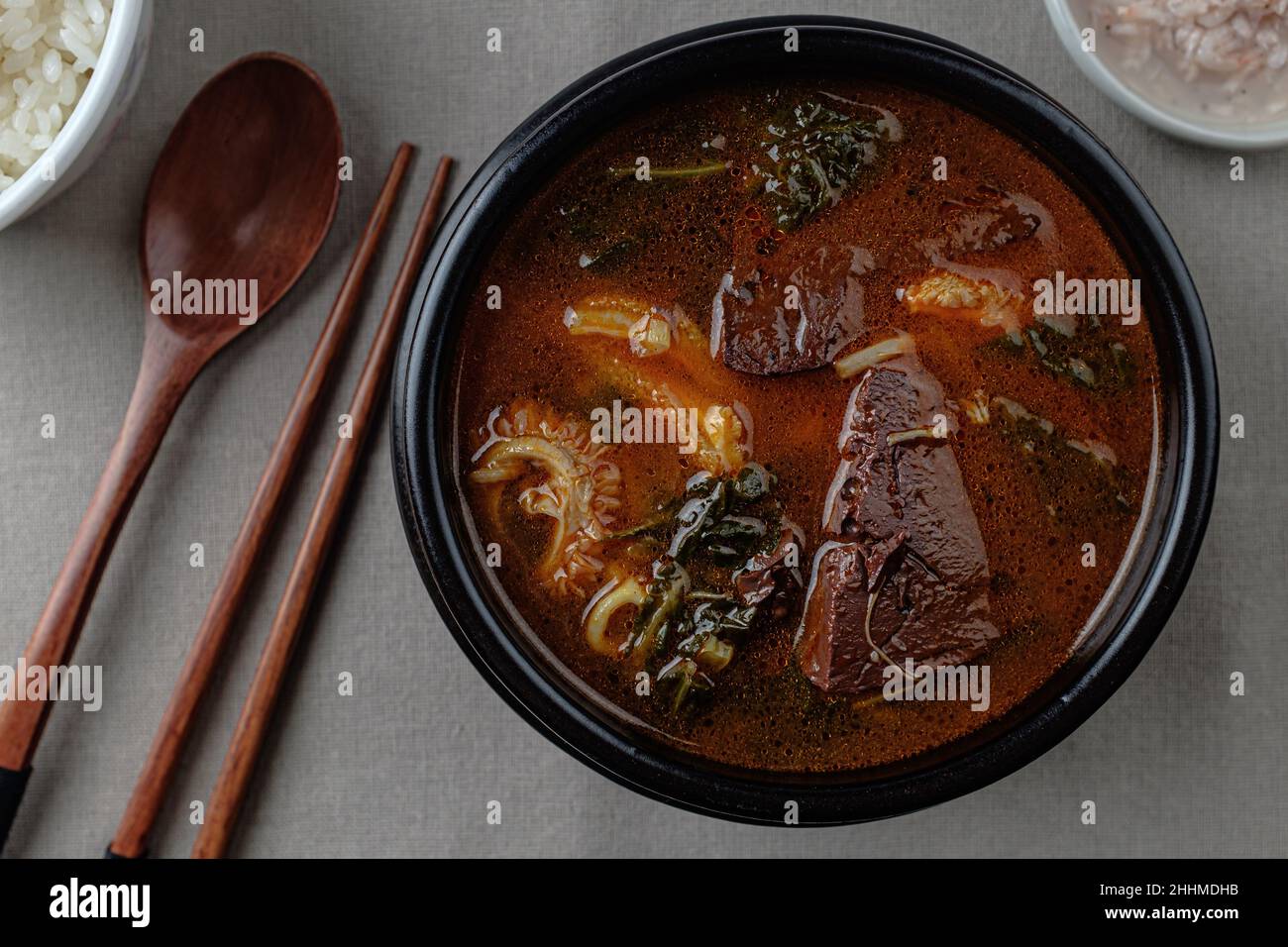 Broth cooked with beef skin and intestines Stock Photo - Alamy