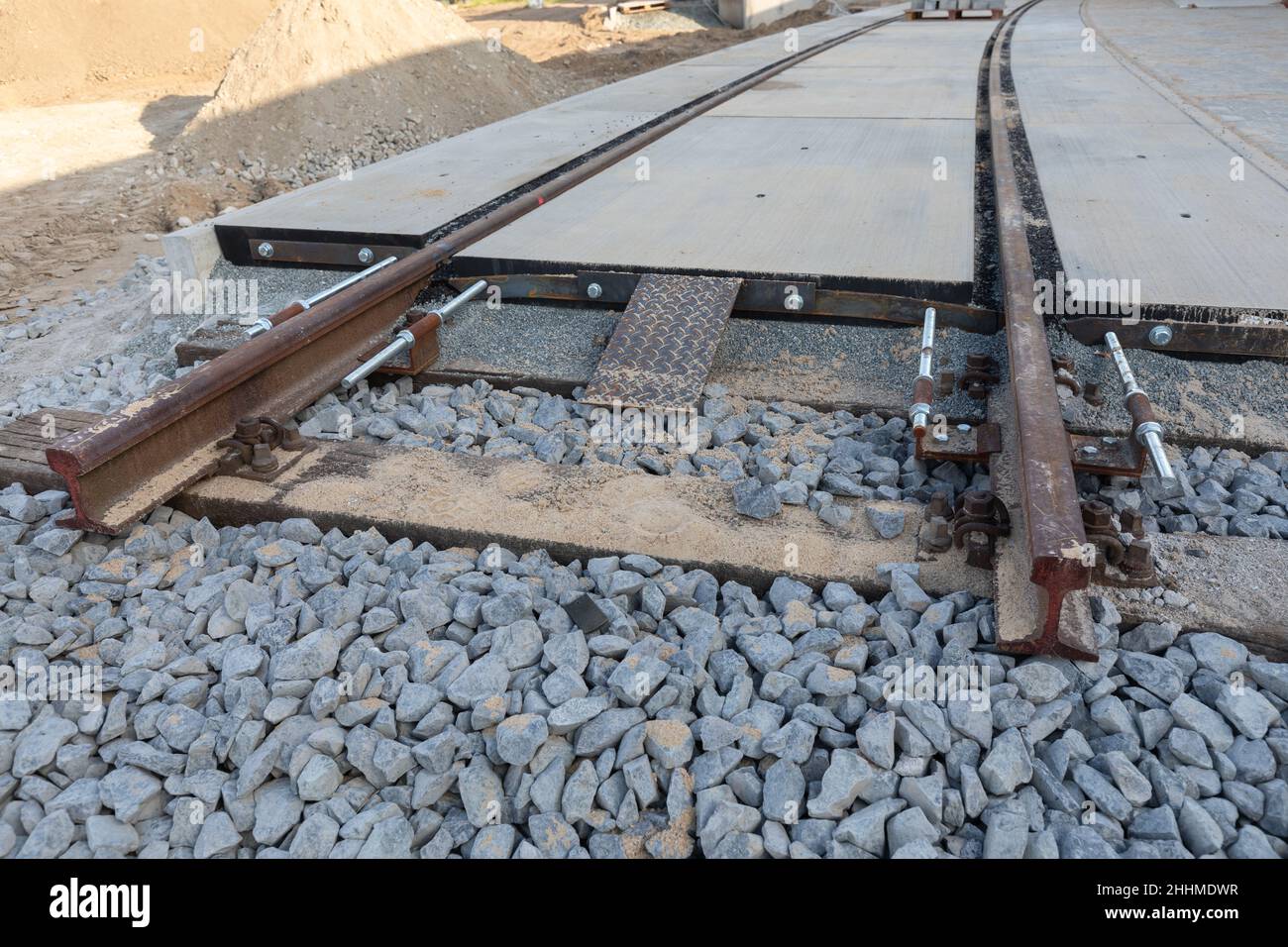 end of the concrete railway track Stock Photo - Alamy