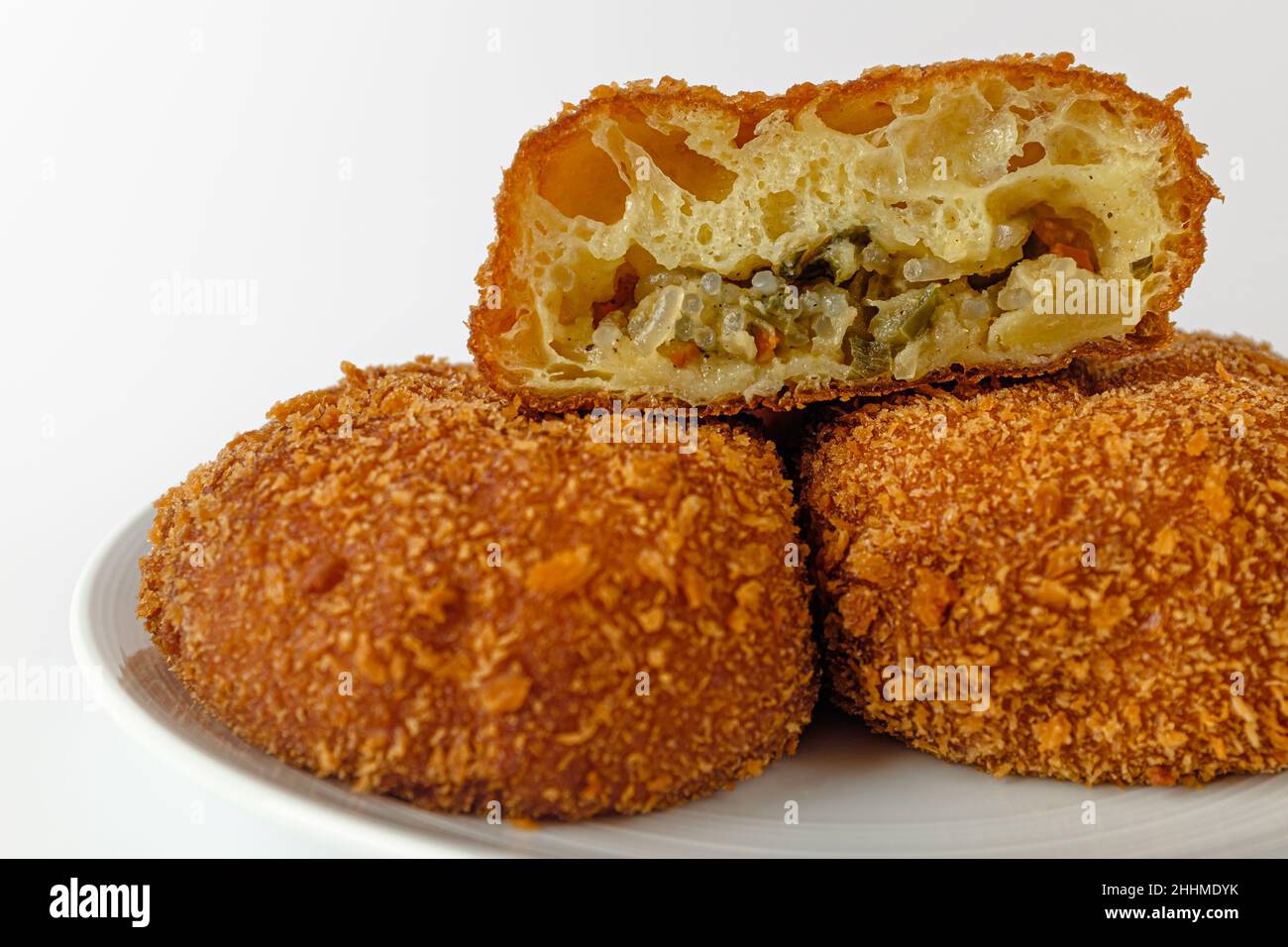 Vegetable croquettes on a white background Stock Photo - Alamy