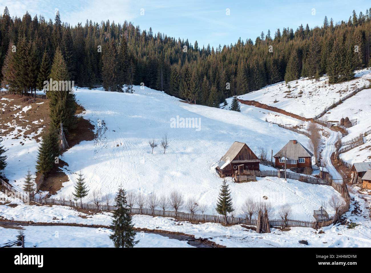 Winter rural countryside scene in Transylvania, Romania Stock Photo - Alamy