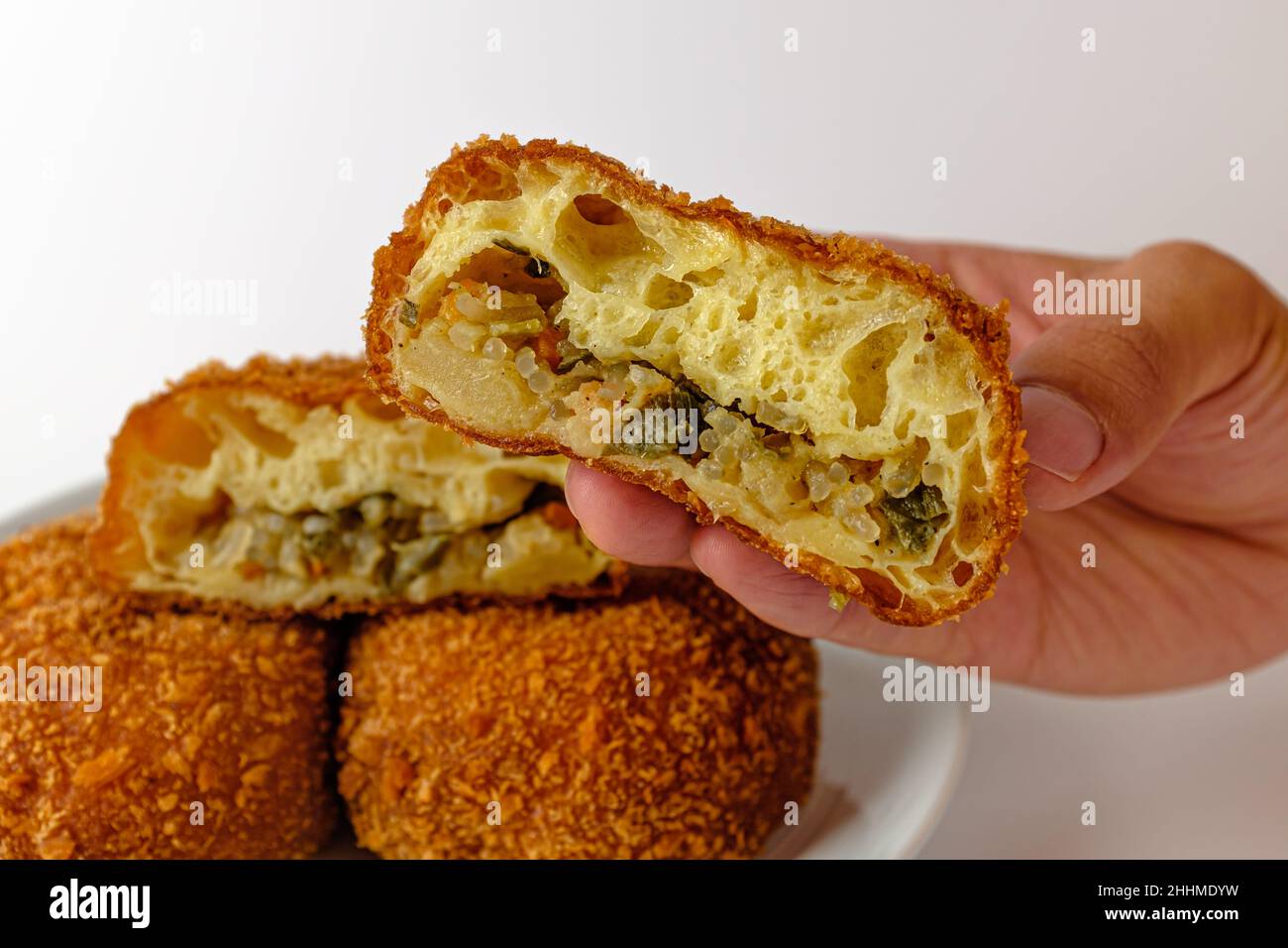 Vegetable croquettes on a white background Stock Photo - Alamy