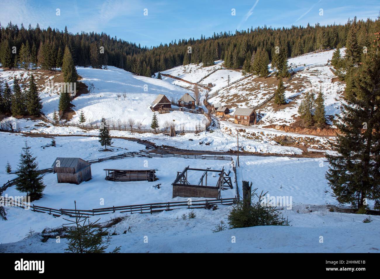 Winter rural countryside scene in Transylvania, Romania Stock Photo - Alamy