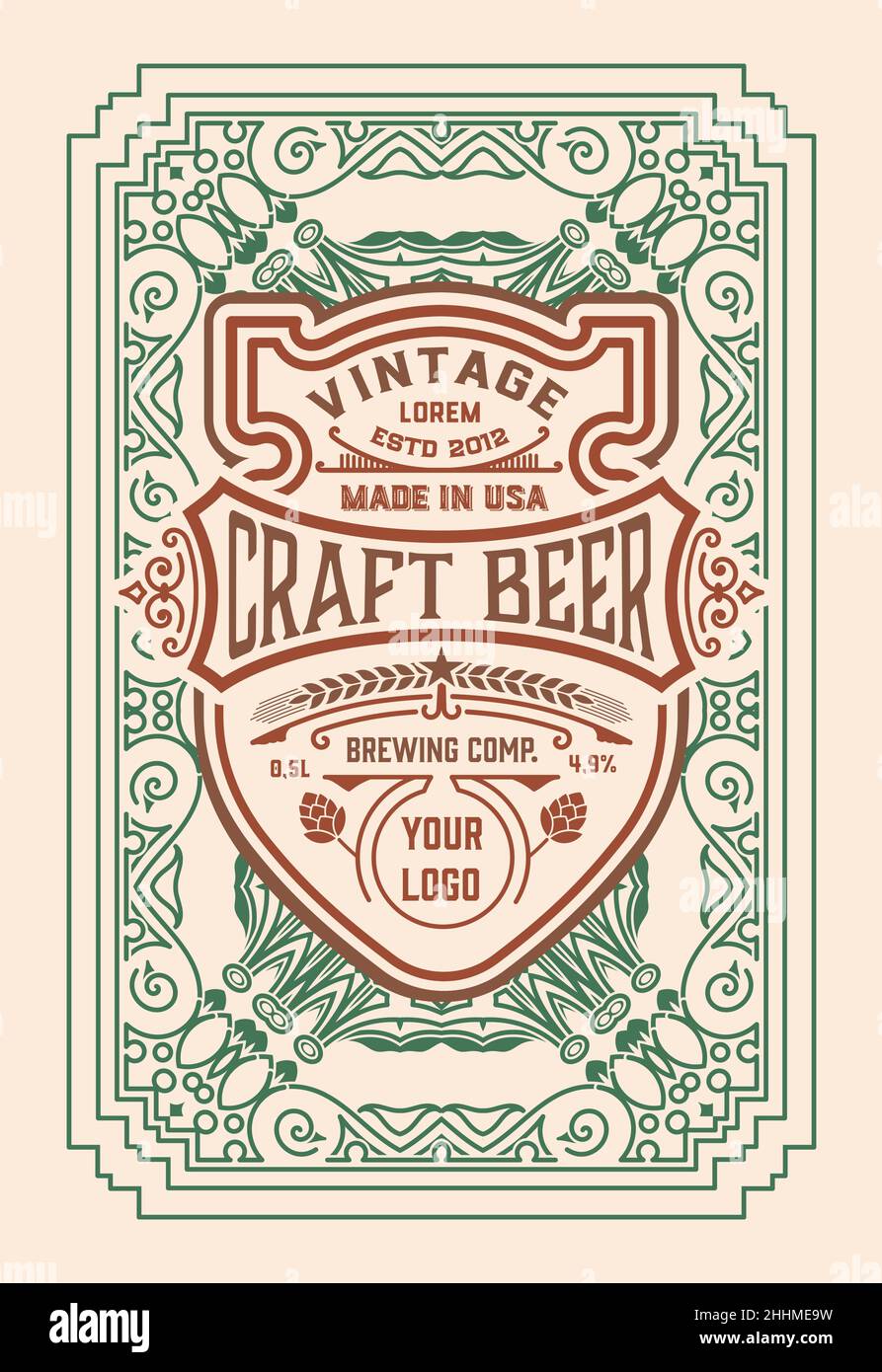 Beer label with old frames Stock Vector Image & Art - Alamy