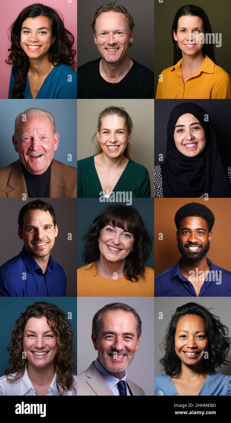 Group of people in a collage Stock Photo - Alamy