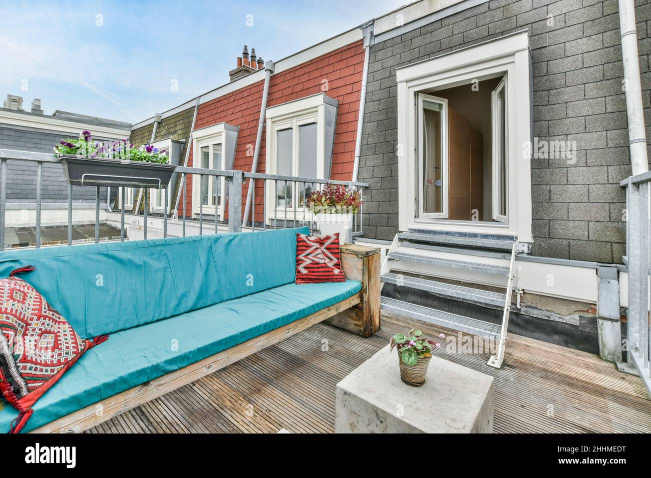 Balcony of a beautiful house in the daytime Stock Photo - Alamy