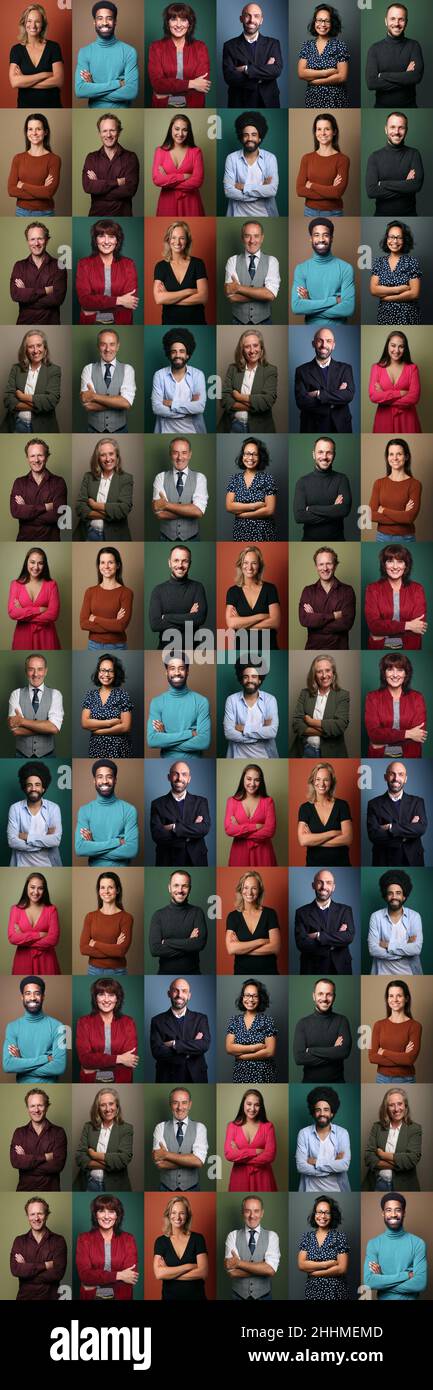 Group of people in a collage Stock Photo - Alamy
